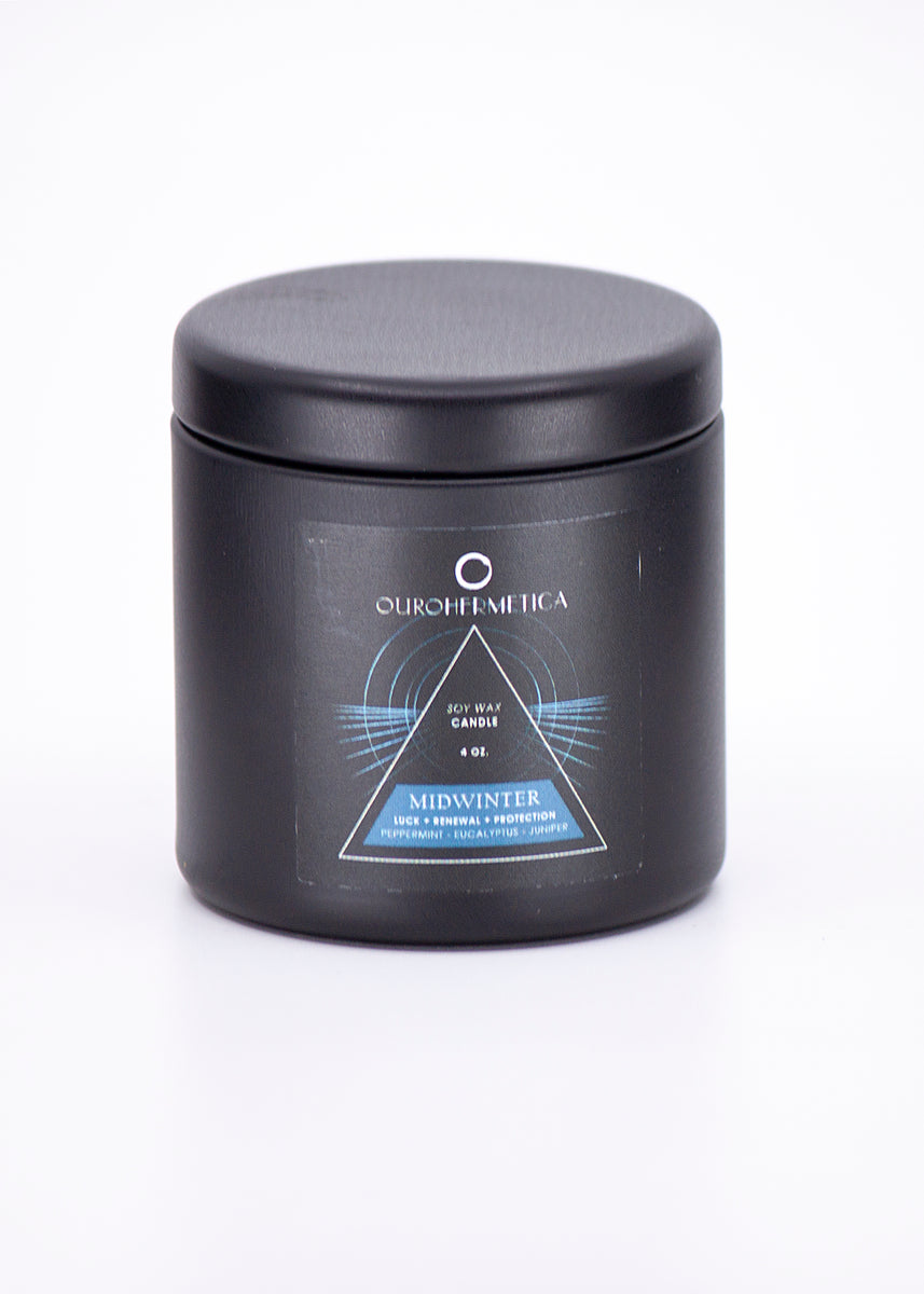 Midwinter Ritual Soy Candle with Peppermint and Sodalite – OuroHermetica